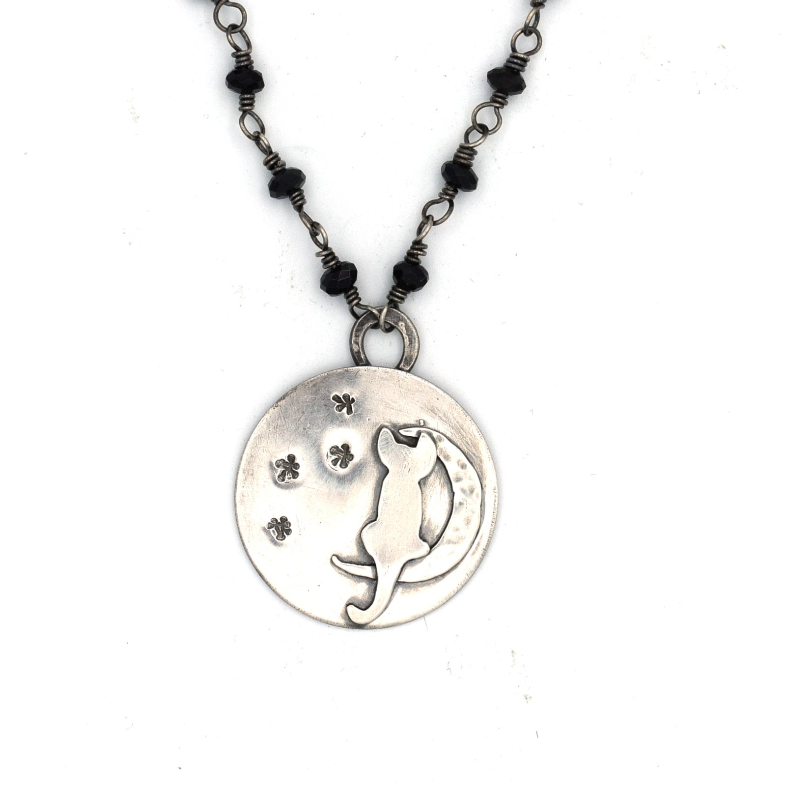 Crescent Moon Cat Necklace | Sleepy Cat Jewelry