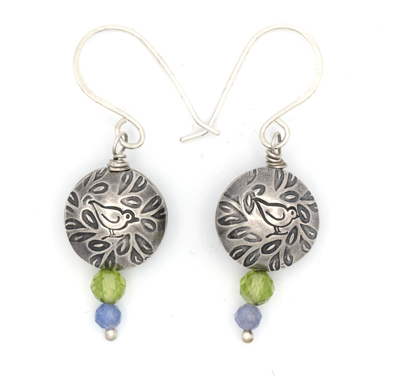 Handcrafted Sterling Bead Earrings with Peridot and Tanzanite | Sleepy ...